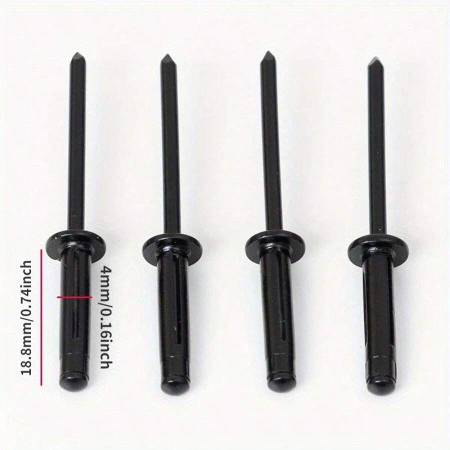 1Pack Full Black Painted Aluminium Trifold Blind Rivets Nail Pop Bulb ...