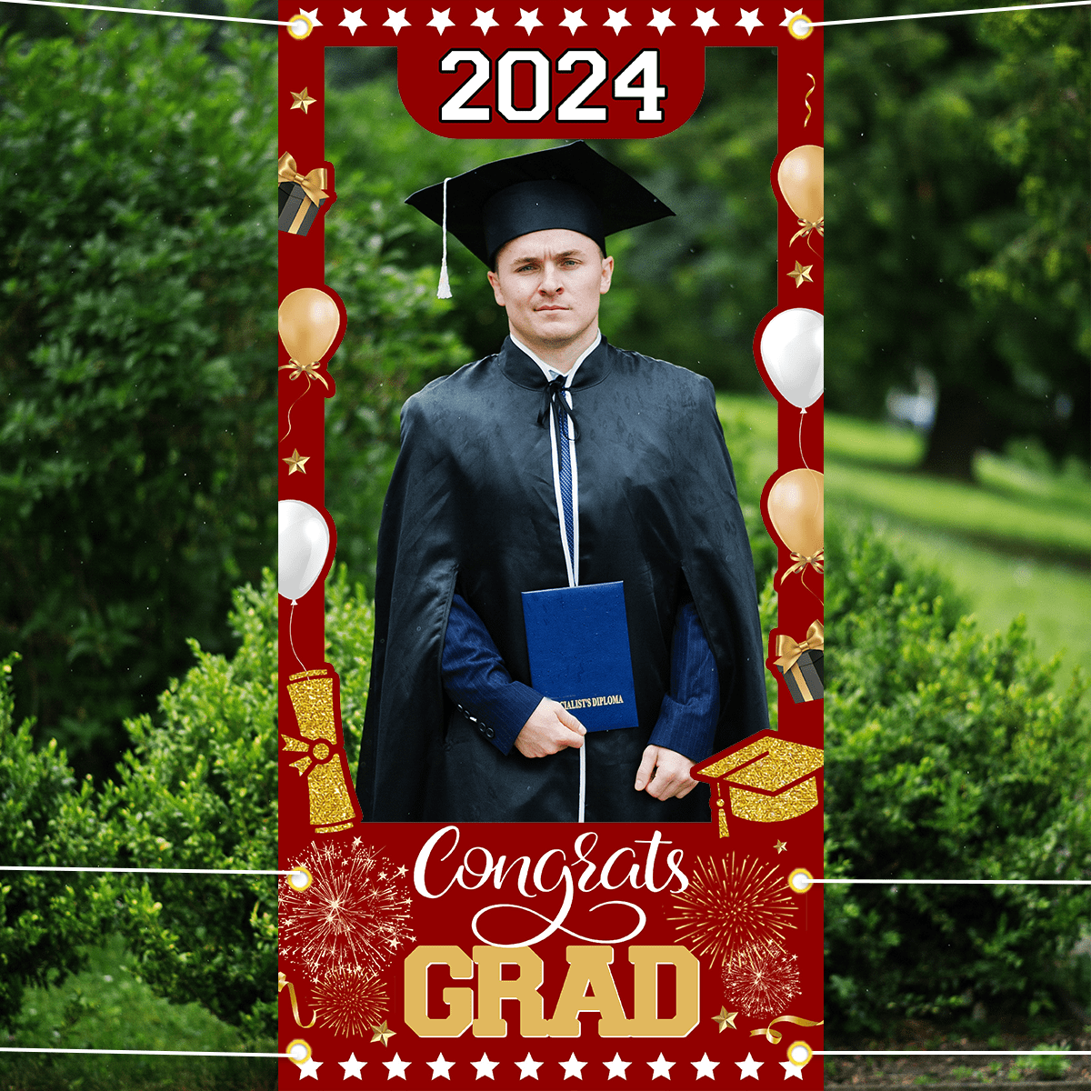 2024 Graduation Selfie Photo Frame Banner Backdrop Class Of 2024 Photo ...