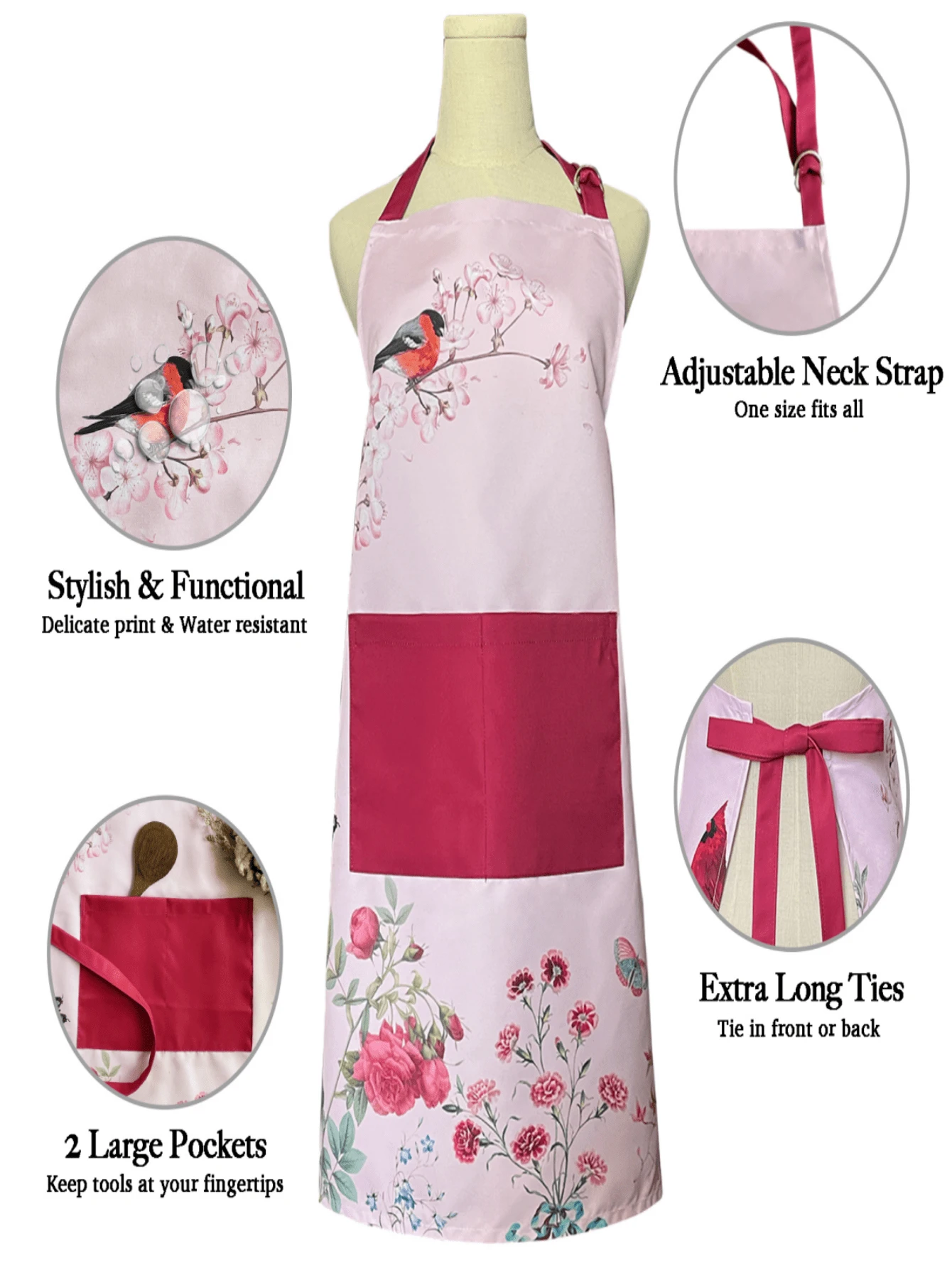 Birds Singing And Flowers Blooming Garden Inspired Apron | SHEIN USA
