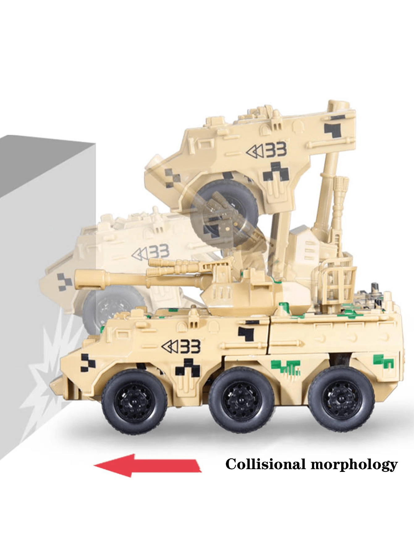 1pc Kids' One-Click Transforming Inertial Collision Armored Vehicle. 2 ...