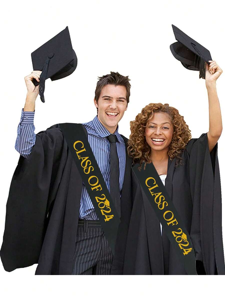 1pc Black Graduation Belt, Class Of 2024 Congratulation Party Accessory ...