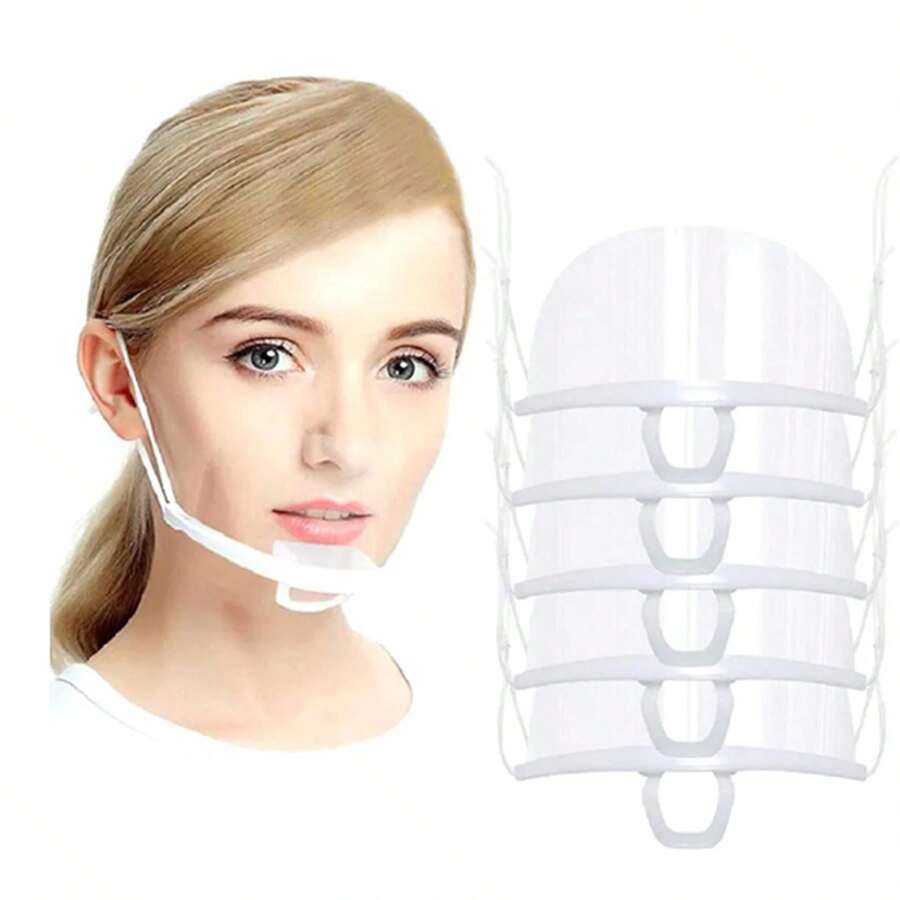 10pcs White Transparent Food Service Mask Diy Elastic Clear Anti-Saliva ...