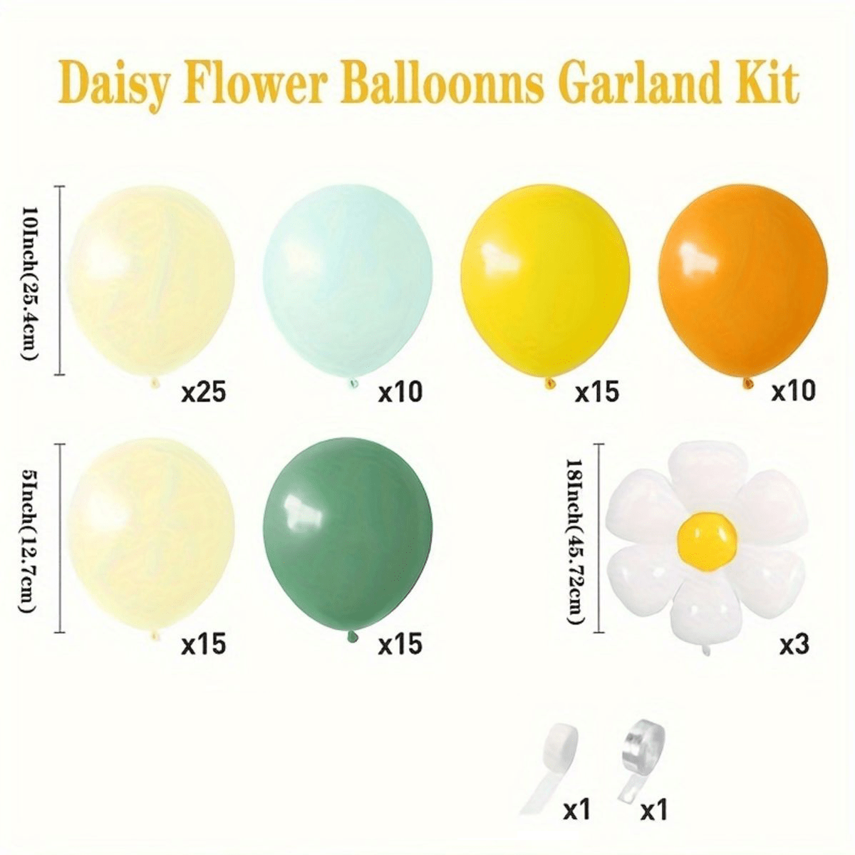 1 Set Daisy Flower Balloon Garland Arch Kit, With 3pcs Daisy Flower ...