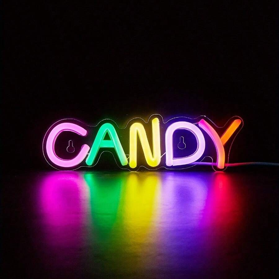 1pc Candy LED Neon Sign For Wall And Table Decor, Light Up Signs USB ...