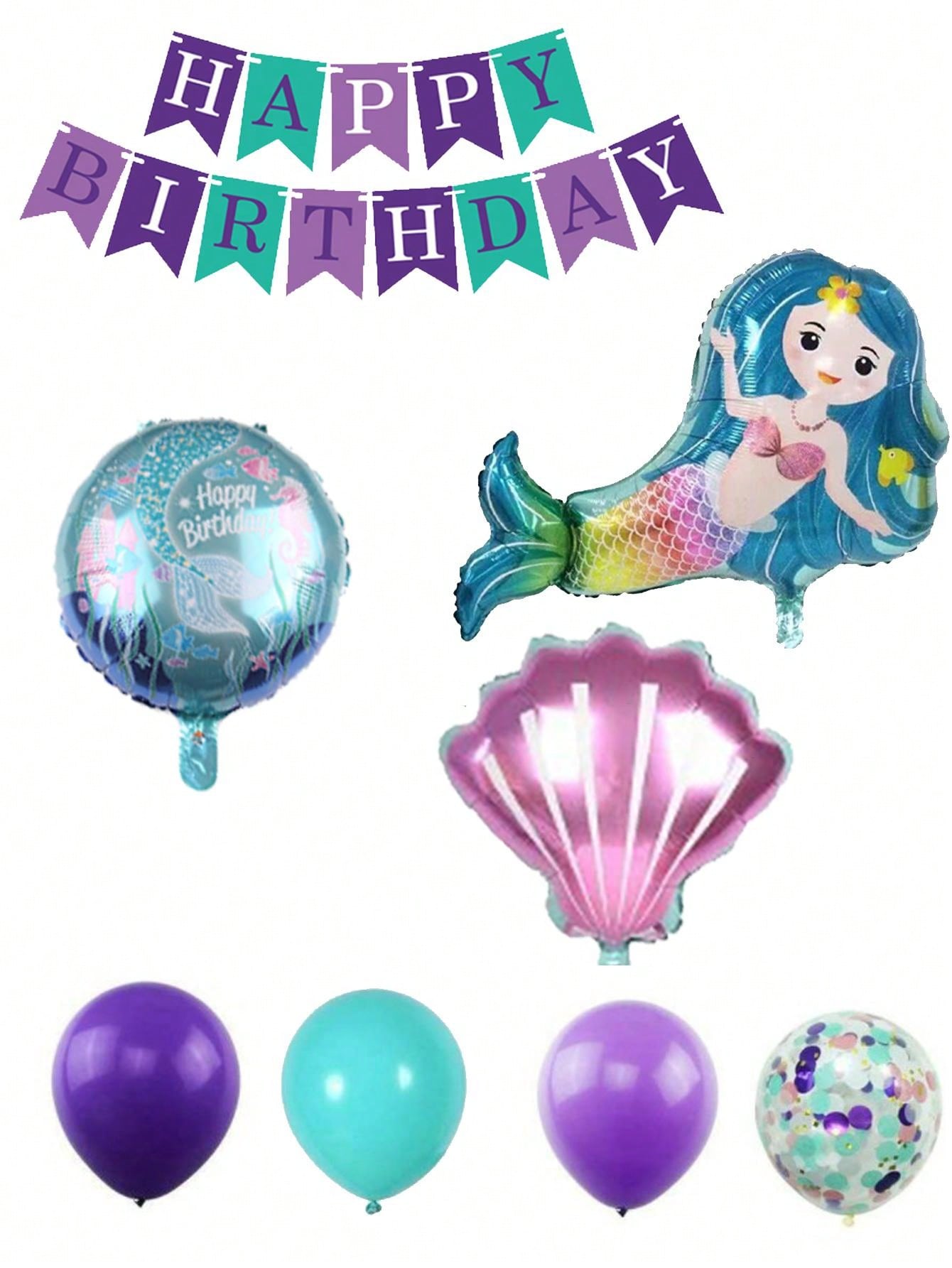 36pcs Mermaid Party Supplies Set In Deep Purple Undersea Theme ...