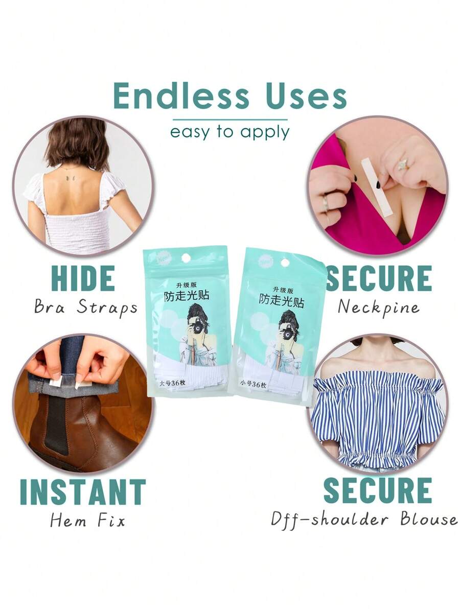 1 Bag/36pcs Of Waterproof And Safe Transparent Tape, Slip Dress ...