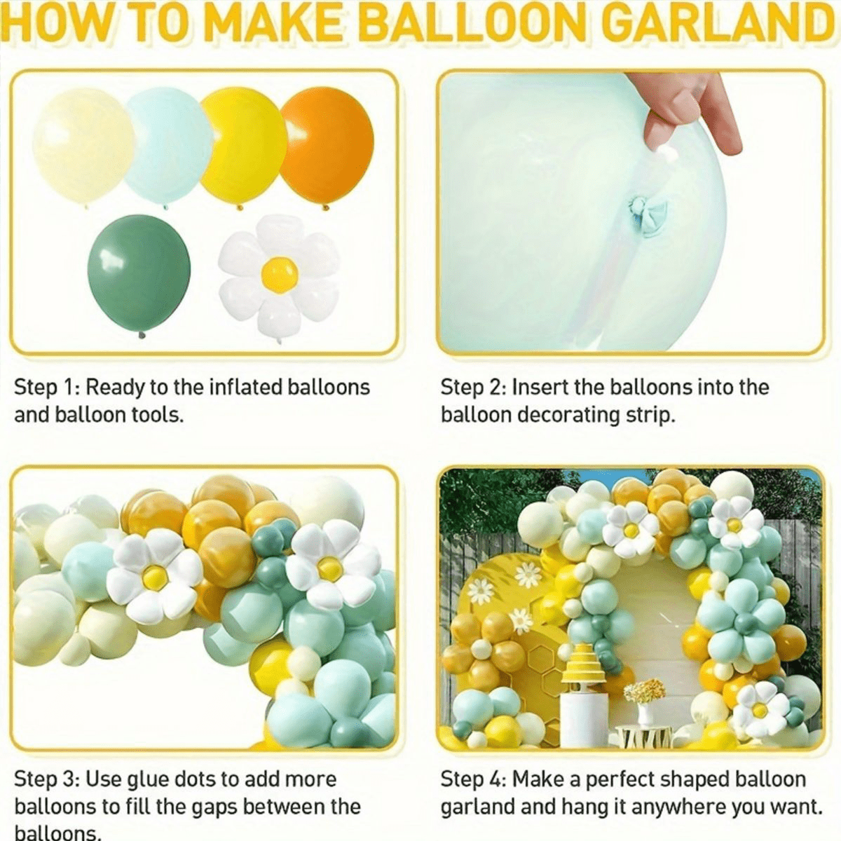 1 Set Daisy Flower Balloon Garland Arch Kit, With 3pcs Daisy Flower ...