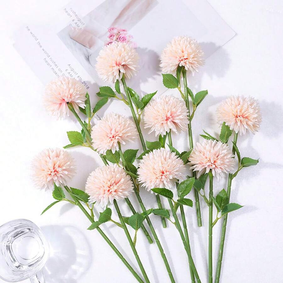 1 Bundle/5pcs African Ping Pong Chrysanthemum Artificial Flowers For ...