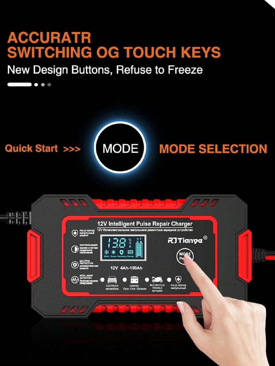 Car Battery Charger, 12V 4Ah-100Ah Smart Battery Trickle Charger ...