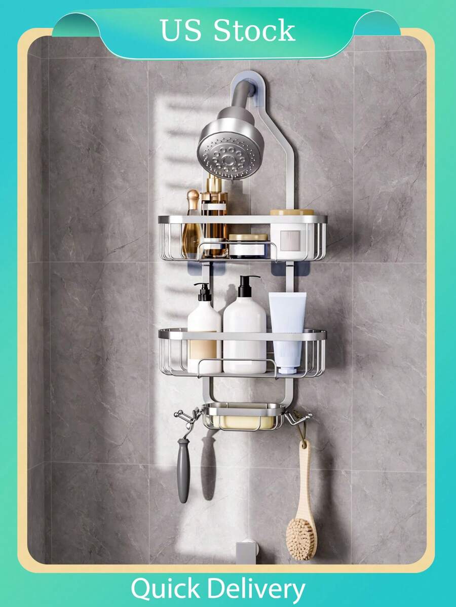 1pc Bathroom Hanging Shower Organizer, Over Head Shower Caddy Shower ...