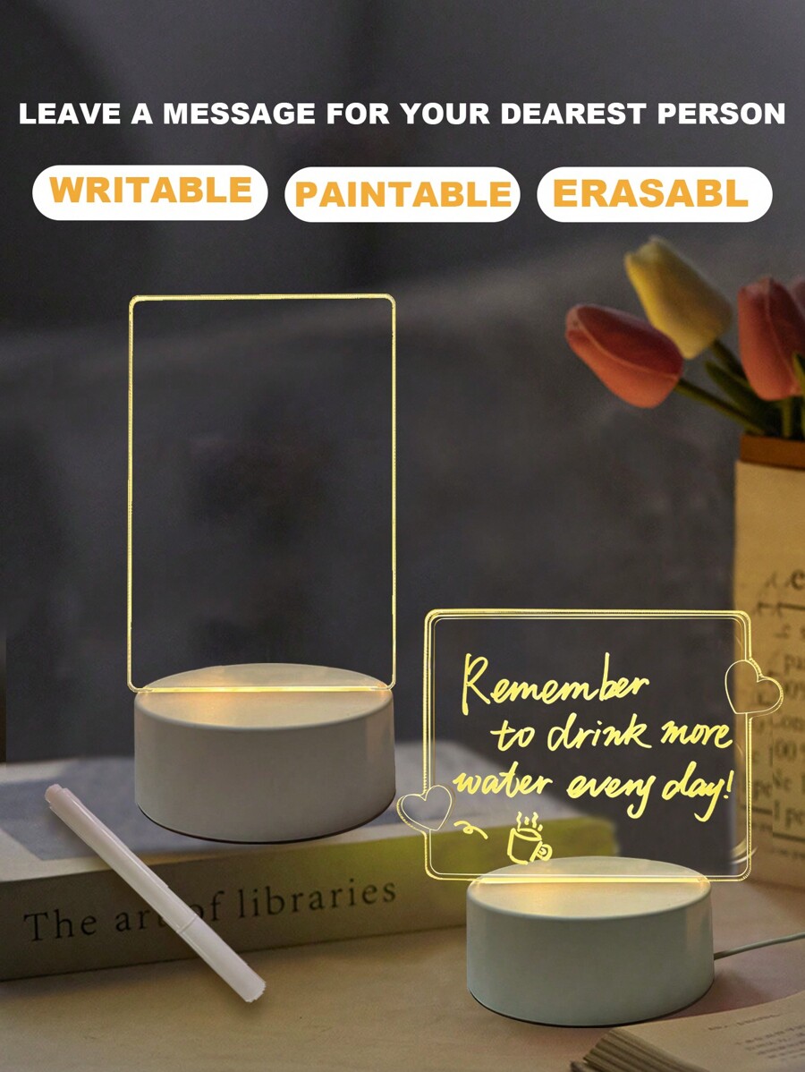 Re-Writable Transparent Acrylic Light-Up Message Board For Home, Usb ...