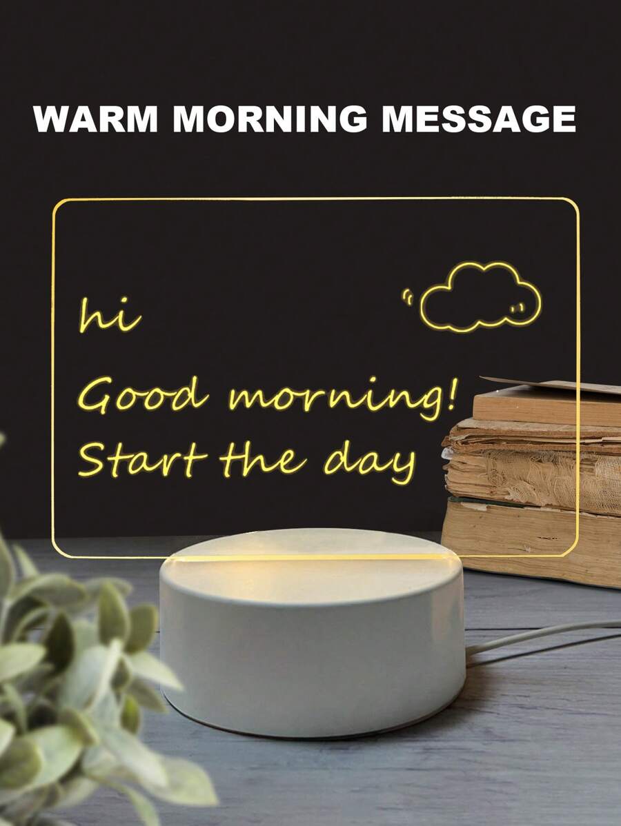 Re-Writable Transparent Acrylic Light-Up Message Board For Home, Usb ...