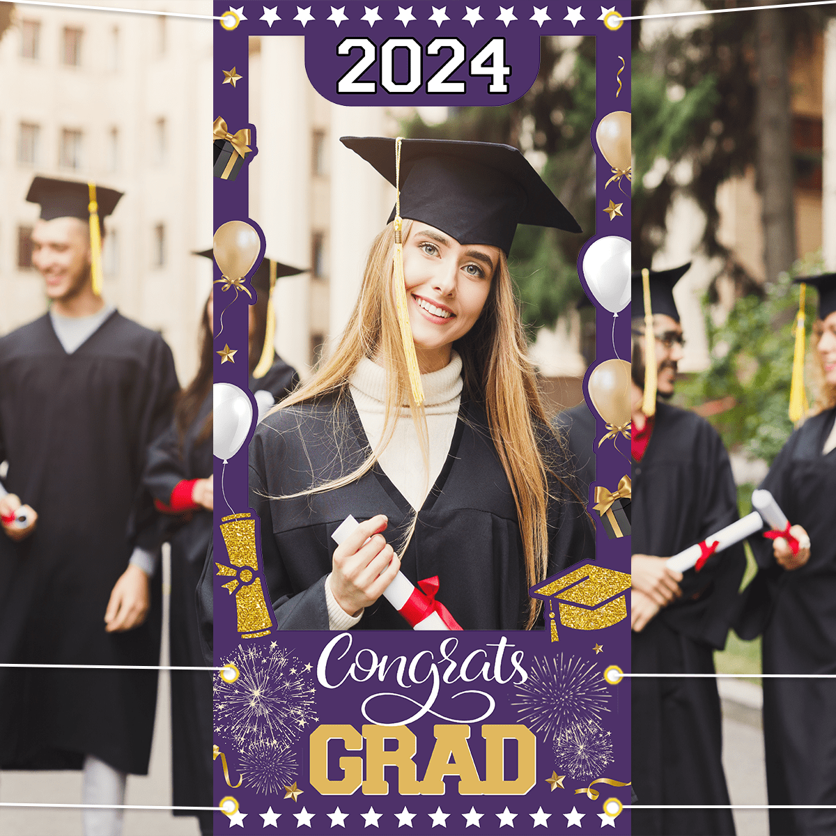 2024 Graduation Selfie Photo Frame Banner Backdrop Class Of 2024 Photo ...