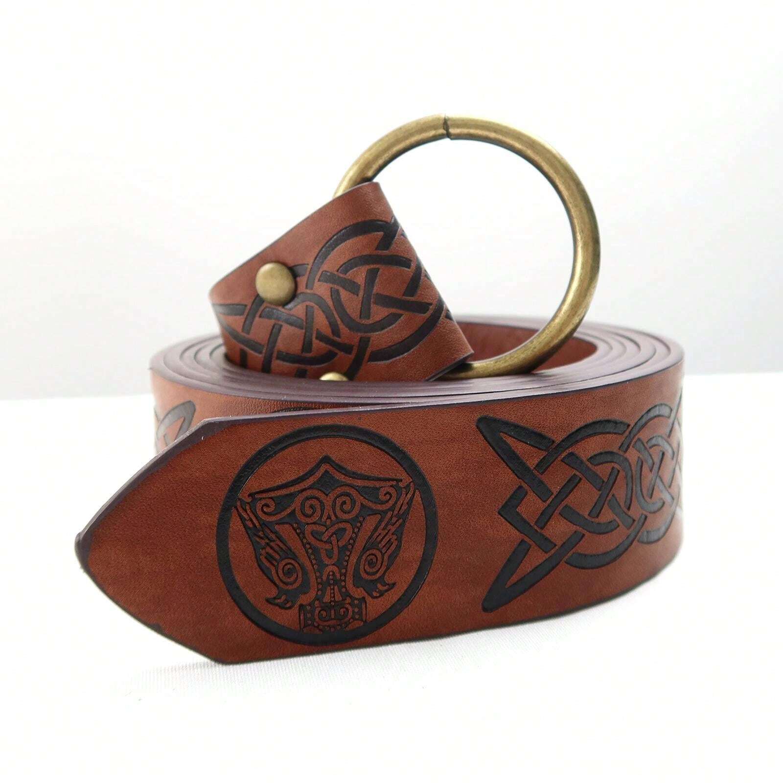 Halloween Viking Leather Belt Ren Faire Belt Medieval Mens Belt Wide PU ...