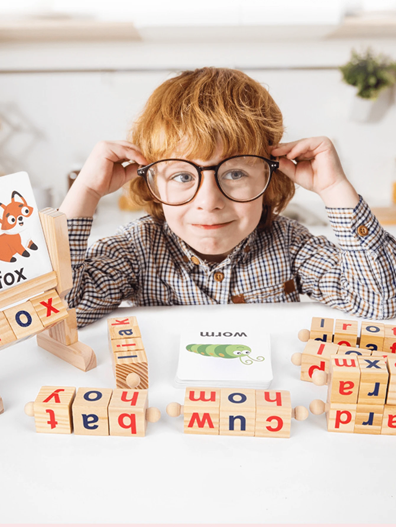 1 Pc Wooden Reading Blocks Short Vowel Rods Spelling Games, Flash Cards ...