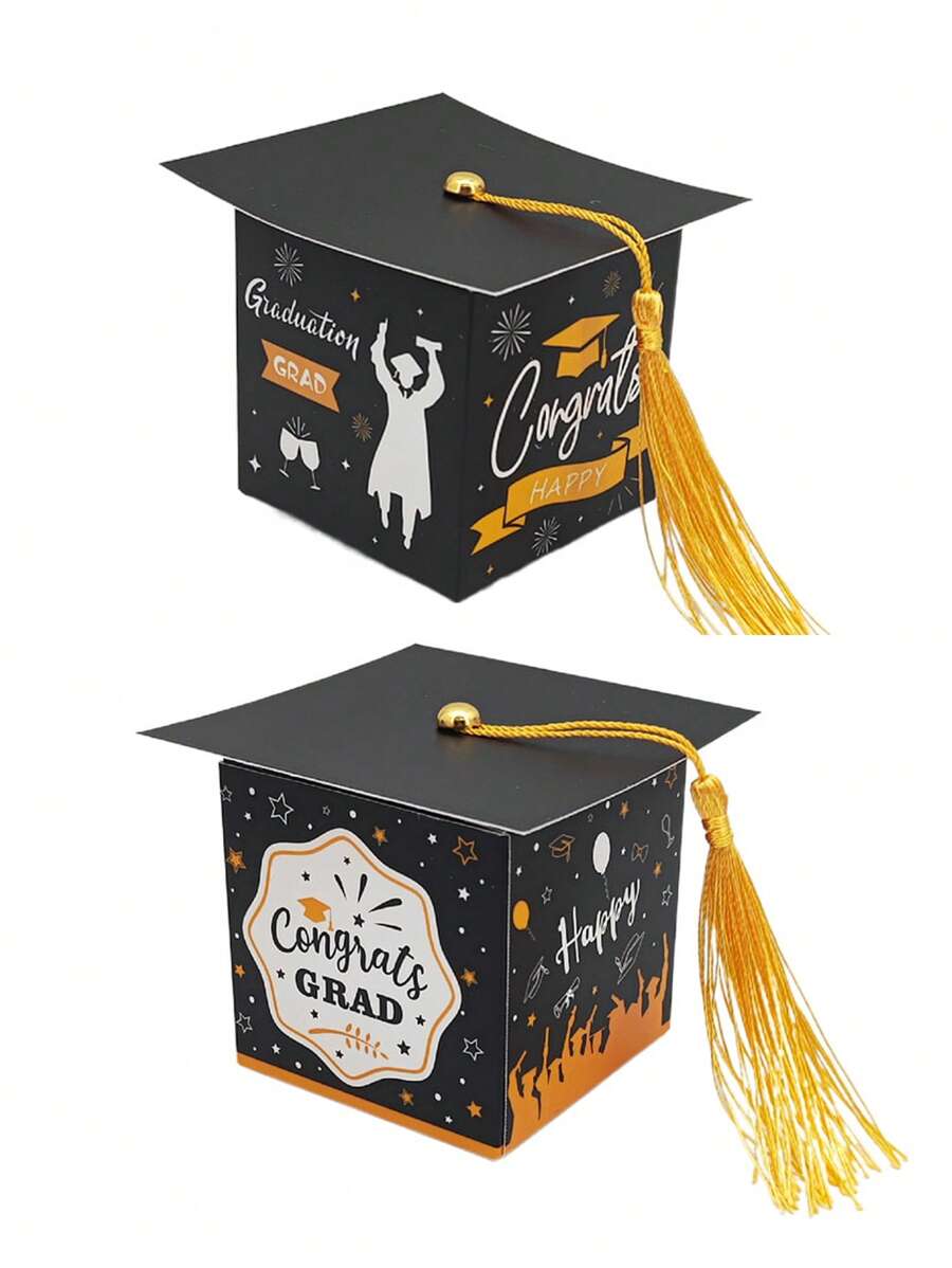 10pcs Graduation Cap Gift Boxes Graduation Ceremony Party Candy ...