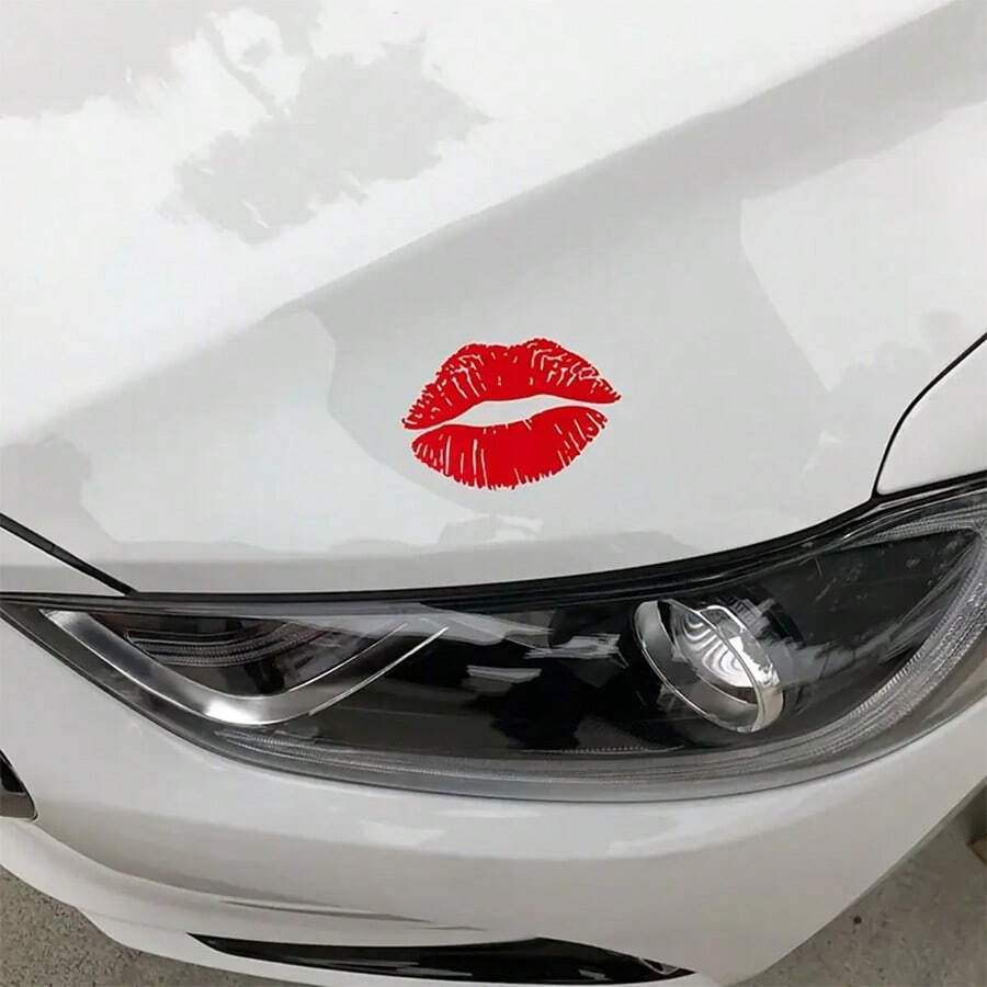 1pc Waterproof Sexy Lip Print Car Sticker - Kiss Marks Decal For Rear ...