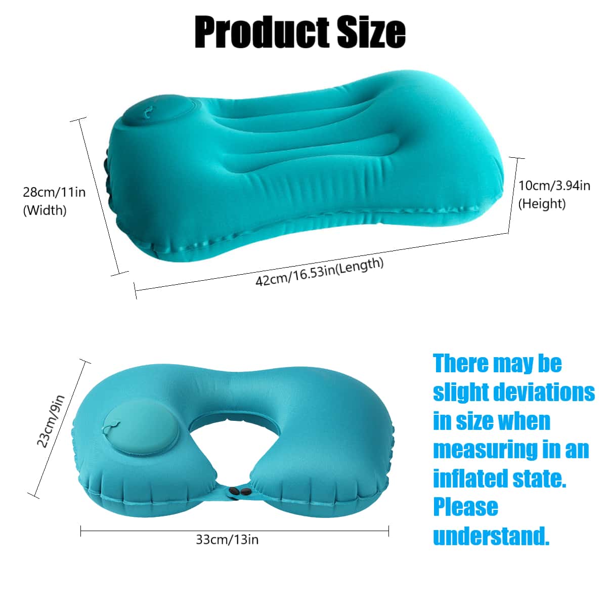2 Portable Inflatable Pillows, One U-Shaped Inflatable Pillow And One Square Inflatable Pillow ...
