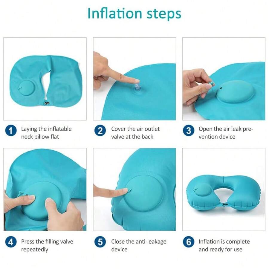 2 Portable Inflatable Pillows, One U-Shaped Inflatable Pillow And One ...