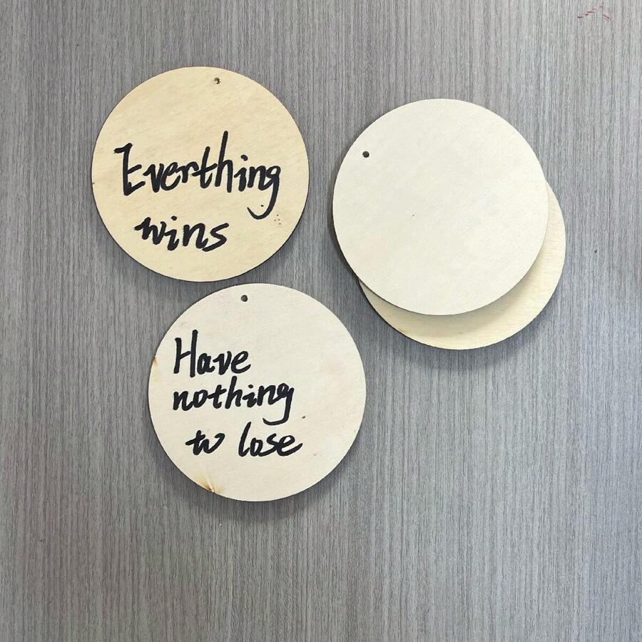 Set Of 5 Thin, Unfinished Wood Discs With Holes For Hanging With A ...