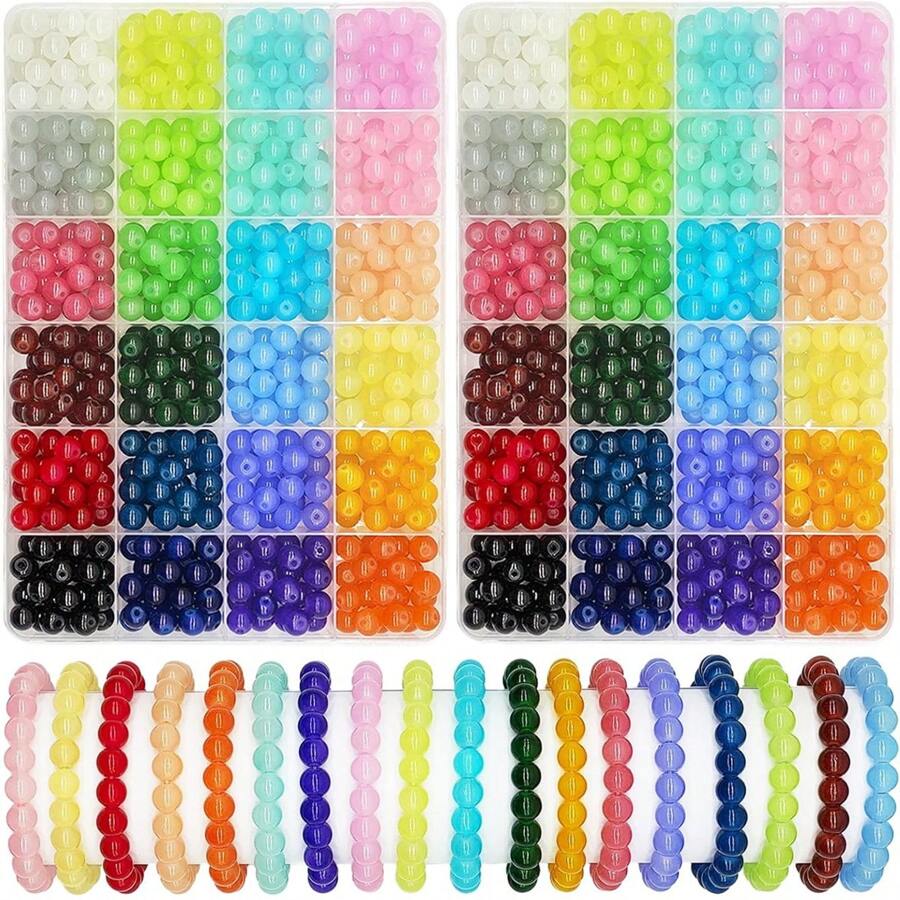 4 Styles 6/8mm 28/48 Grid Glass Beading Box, Used For DIY Necklace ...
