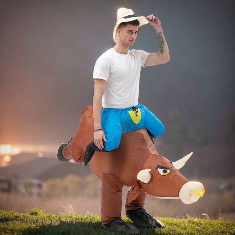 Morph Inflatable Bull Costume Adult, Bull Rider Inflatable Costume ...