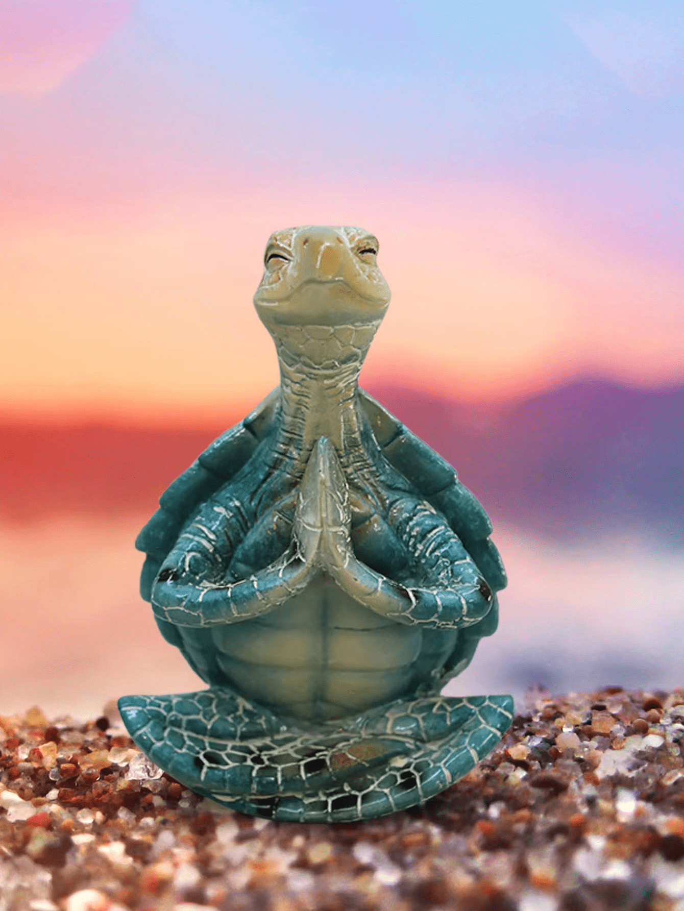 Sea Turtle Sitting Decorative Figurine For Ocean-Themed Home Garden ...