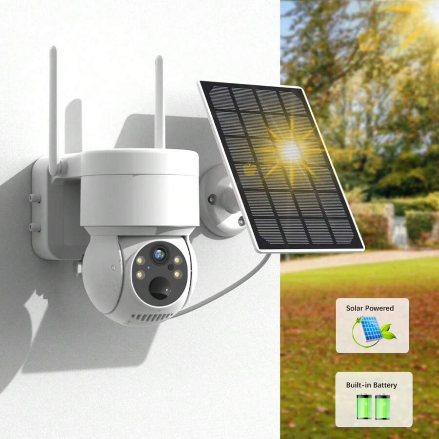 WiFi PTZ Camera Outdoor 4MP HD Wireless Solar Surveillance IP Camera ...