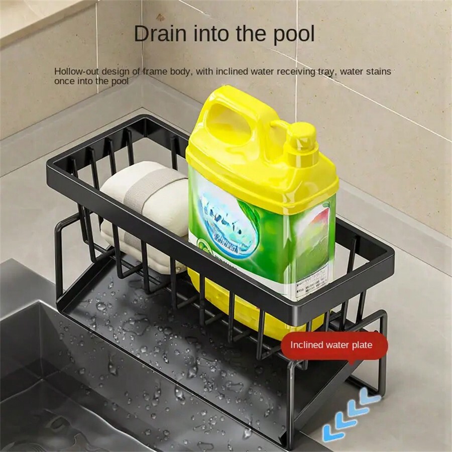 Kitchen Sink Organizer Caddy, Metal Open-Storage Rack With Inclined ...