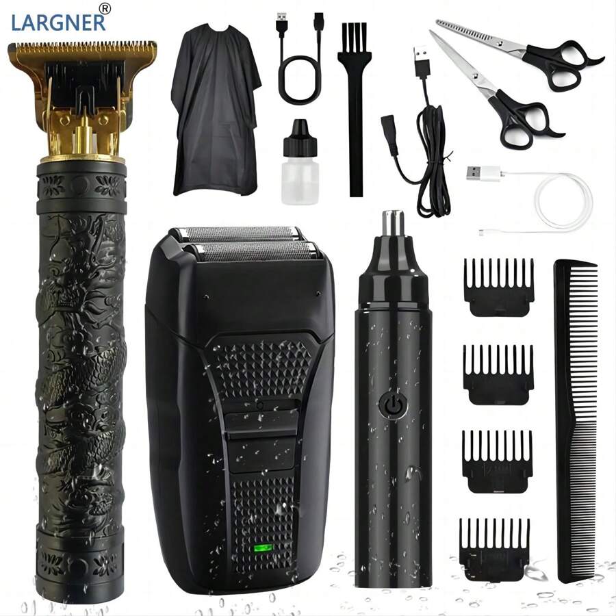 LARGNER Professional Hair Clippers For Men- Hair Cutting Kit & Zero Gap ...