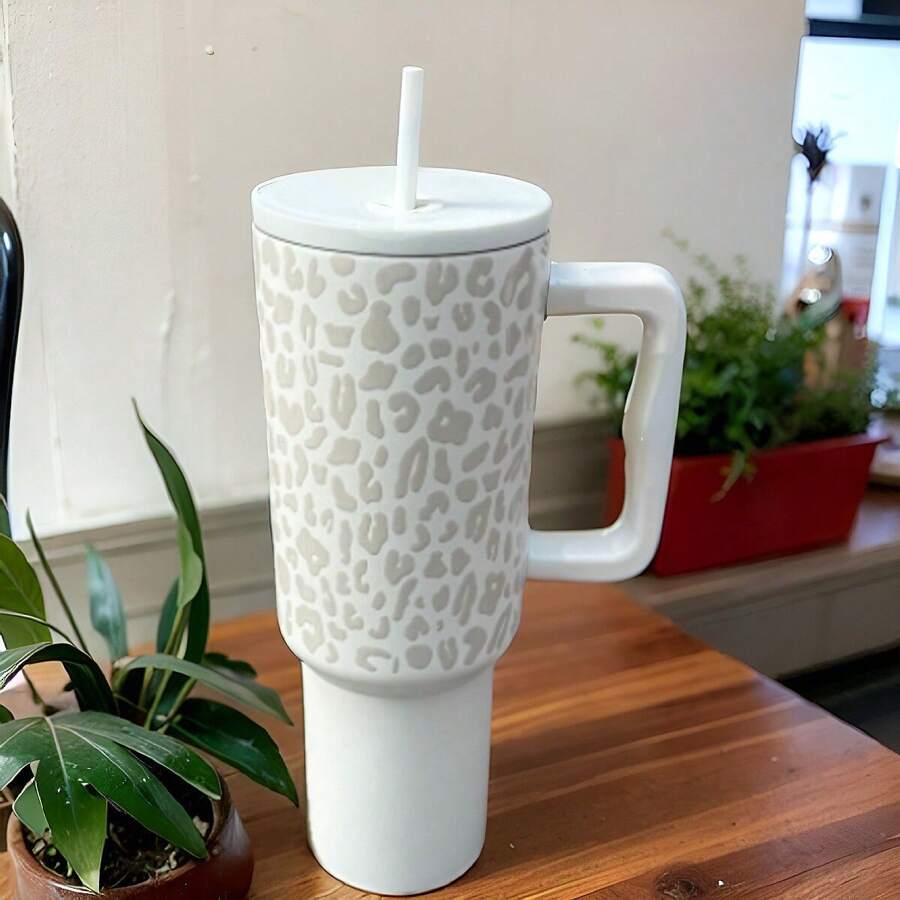 Large 40oz Insulated Cup With Handle And Car Cup Holder Stainless Steel ...