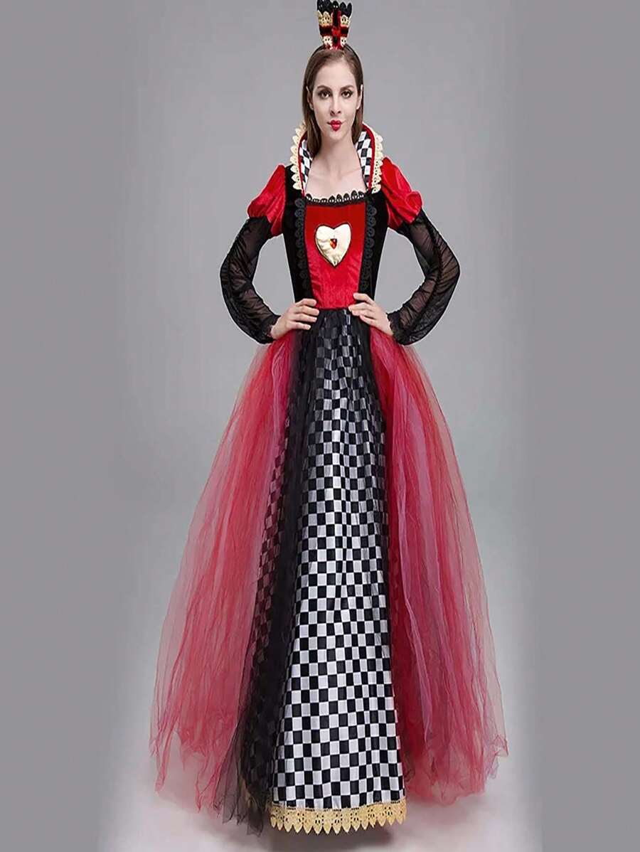 Halloween Costume Adult Women's Court Dress Peach Heart Queen Princess ...