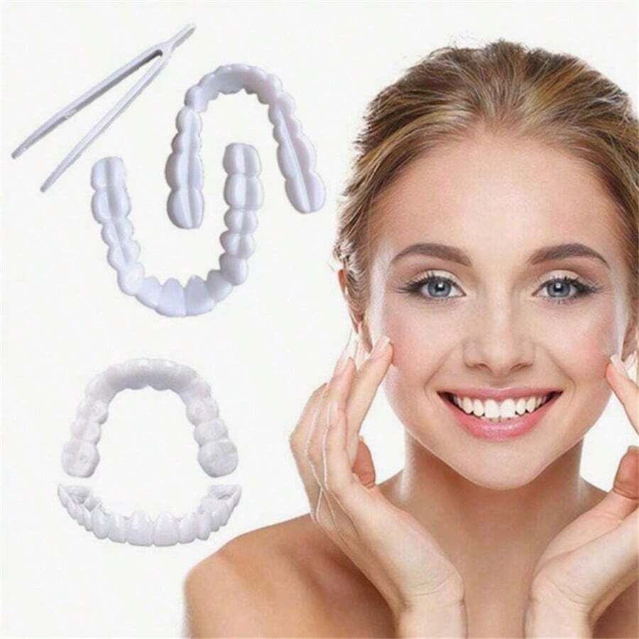 1 Set New Upgrade No Holes Tooth Cover Upper/Lower Teeth Fake Upper ...