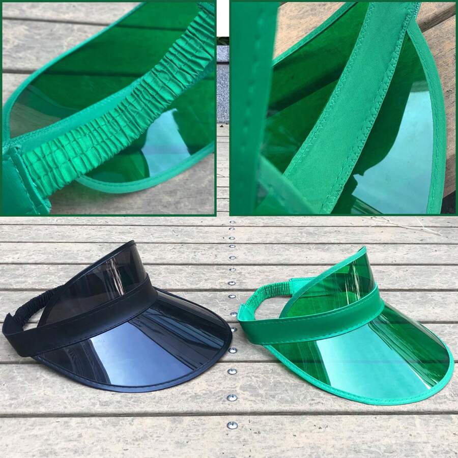 5 Pack Sun Visors Hats Women Clear Plastic PVC Candy Colored Caps UV Protection Beach Party ...