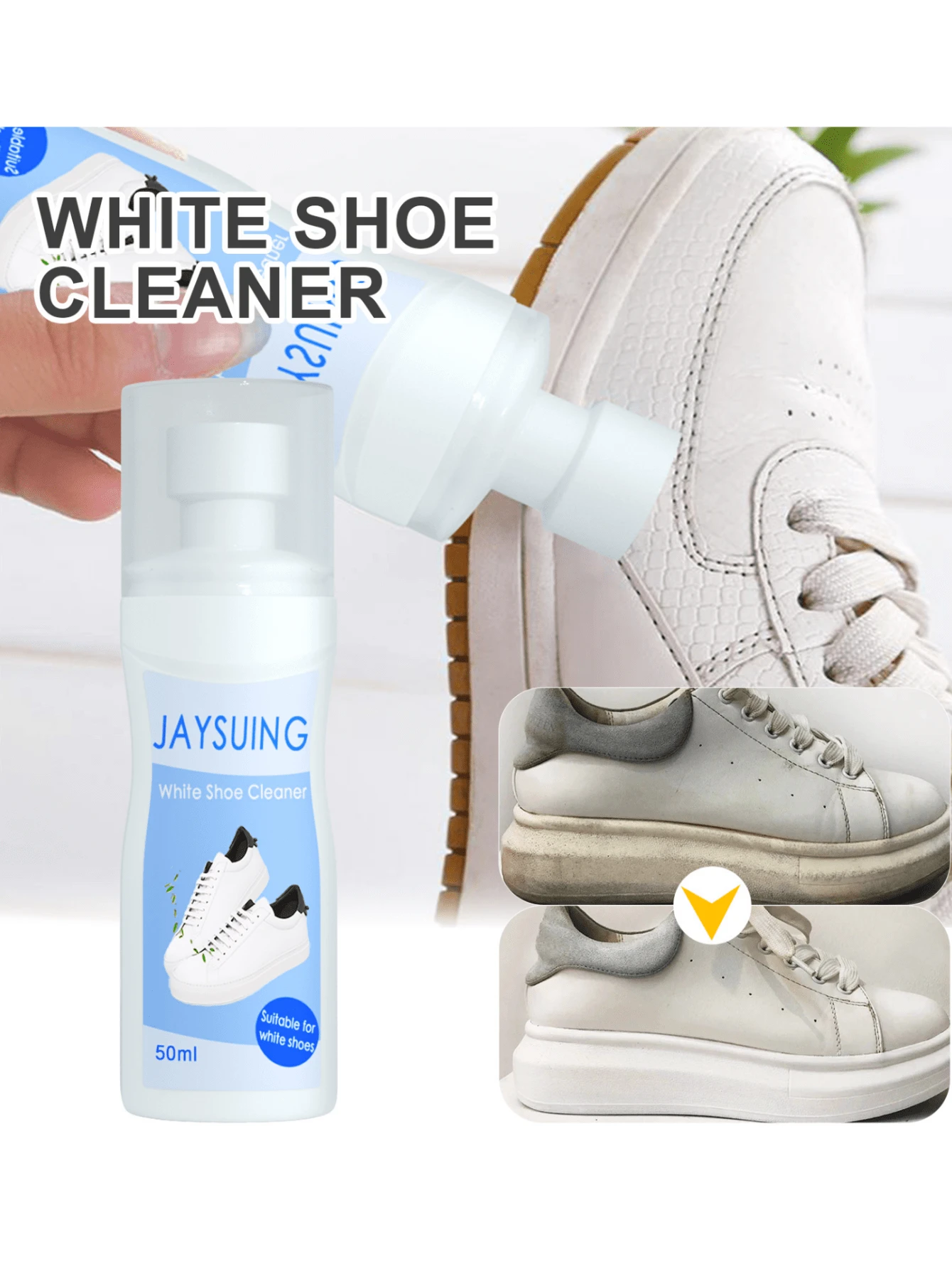 Jaysuing White Shoes Cleaning Solution - One-Step Whitening, Non-Wash ...