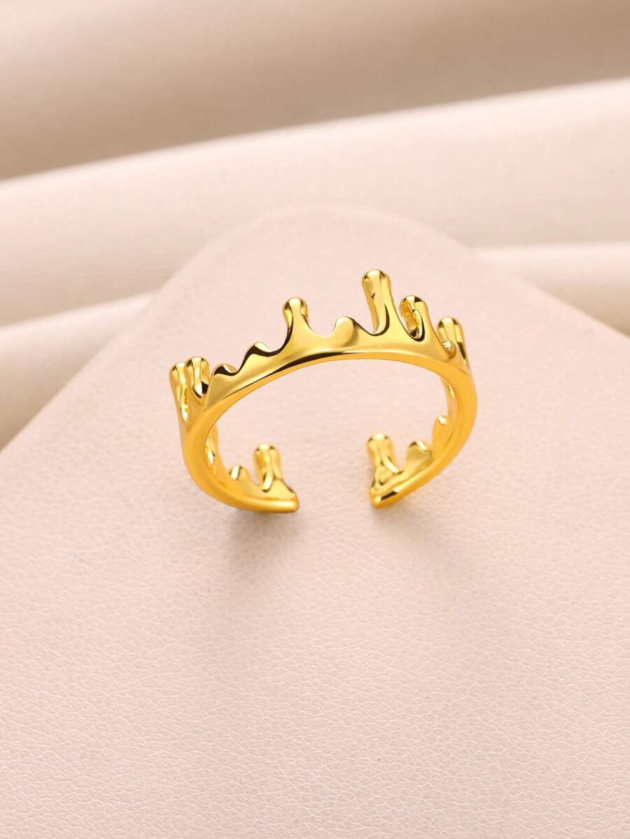 Luxury Wide Wave Rings For Women Gold ColorRing 2024 Trend Elegant ...