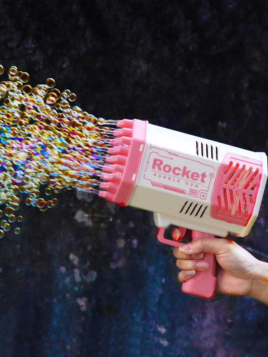 1pc Pink Bubble Machine, 40 Holes Bubble Machine With Flash Lights ...