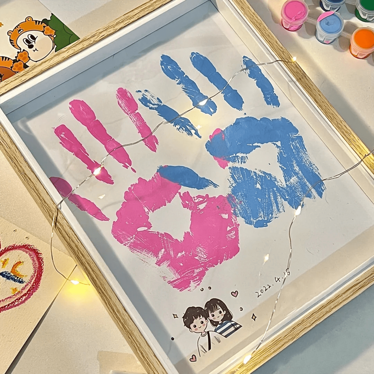 1pc Diy 10-Inch Handprint Display Frame With Simple Stand For Home ...