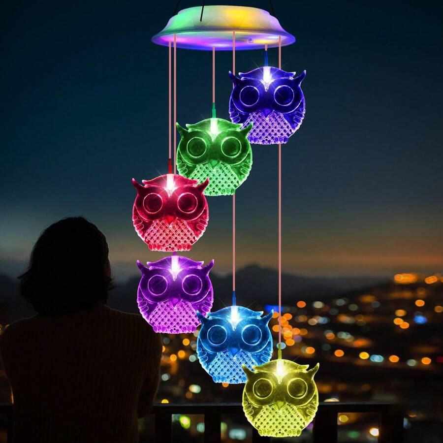 Wind Chimes,Owl Solar Wind Chimes For Outside, Waterproof LED Solar ...