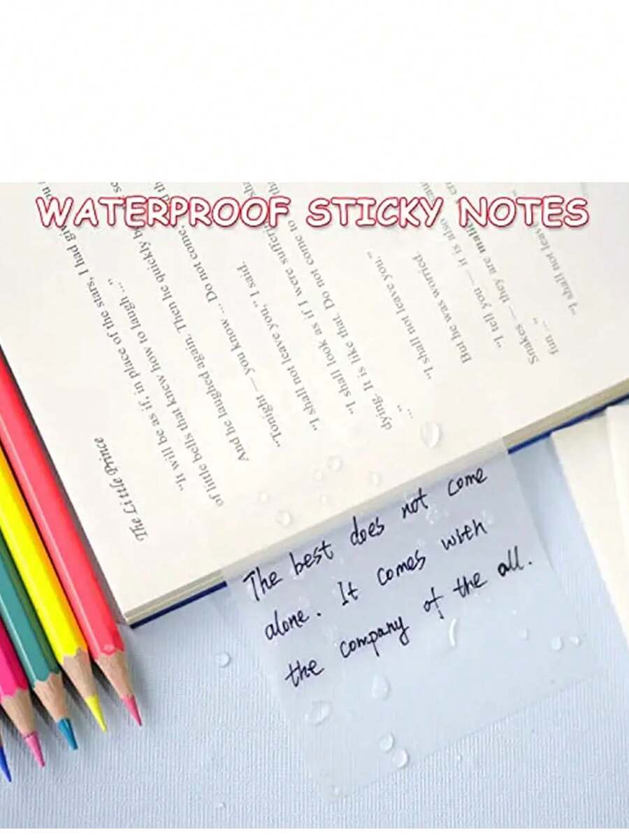 1 Pack Of 50 Transparent Sticky Notes - Waterproof Self-Adhesive Semi ...