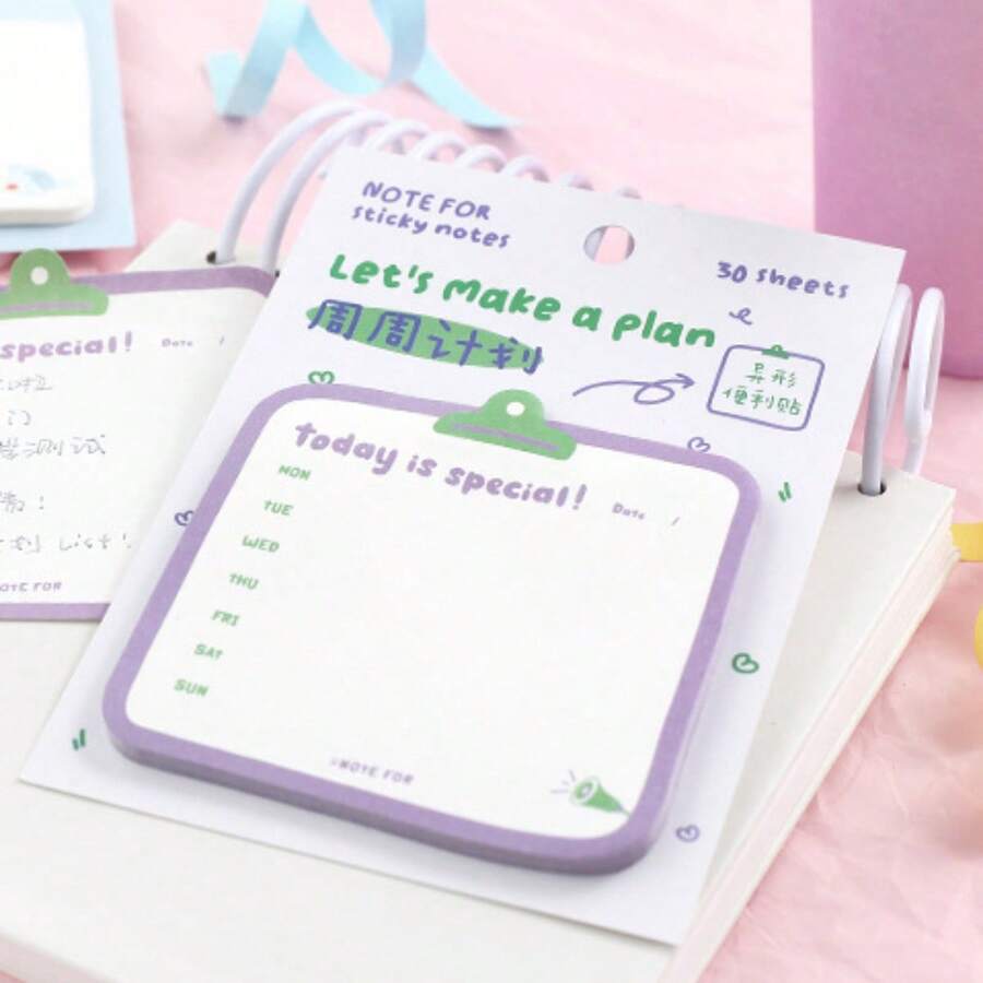 1pc Unique Shaped Sticky Note For Let's Start Planning Series, Macaron ...