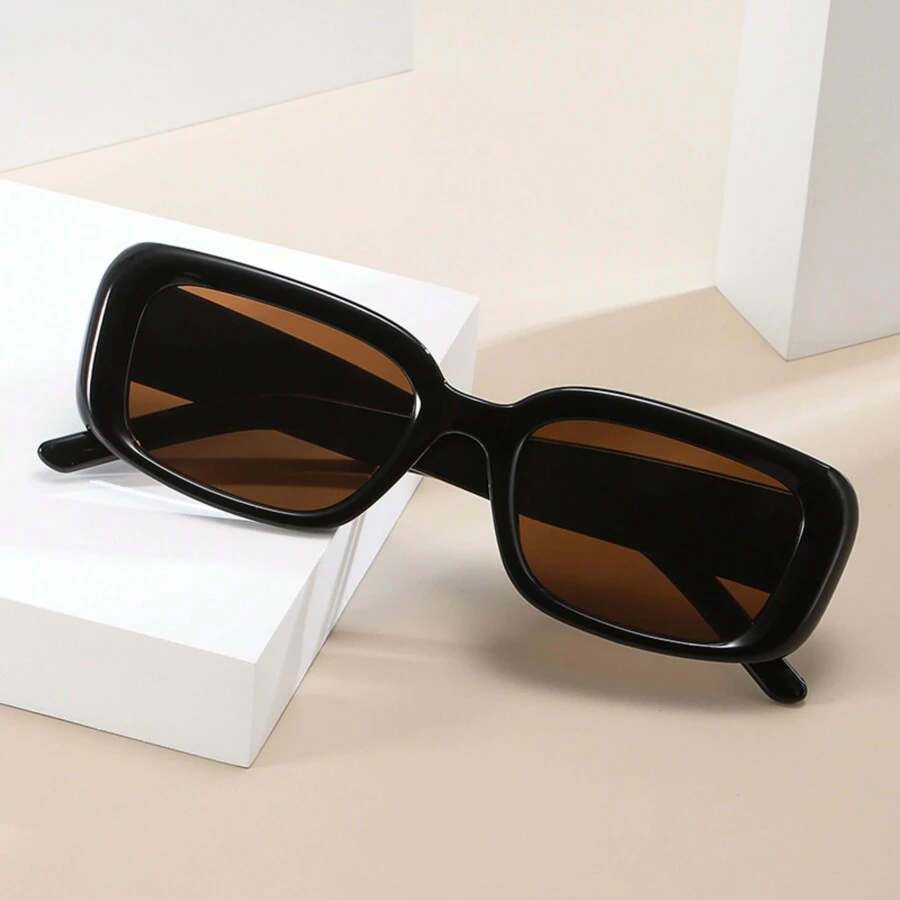 A Pair Of Rectangular Sunglasses For Women Men Fashion Retro Fashion ...