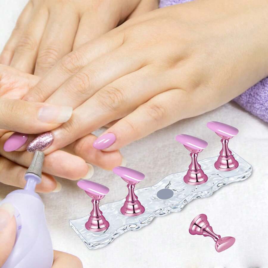 2 Sets Nail Holder Stand For Press On Nails Display, Magnetic Fake Wave ...