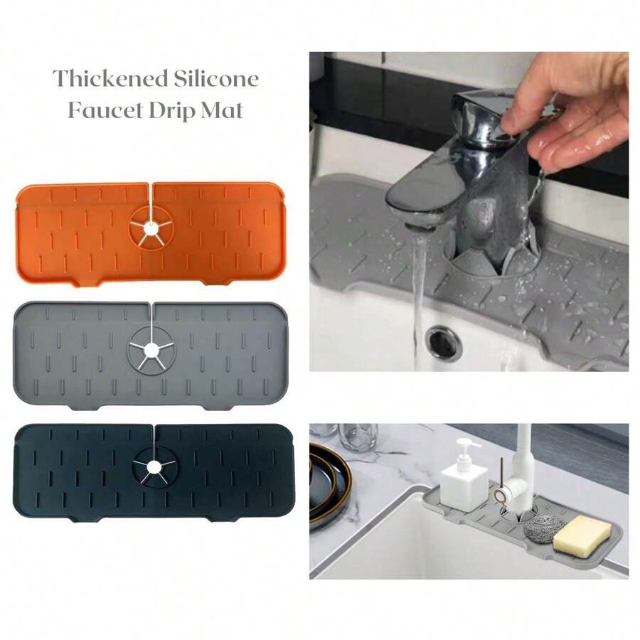 1PC Tap Sink Splash Guard, Silicone Tap Mat, Quick Drying Kitchen Sink ...