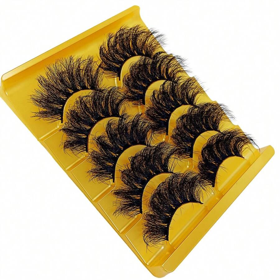 5 Pairs/Set European And American Style Fiber False Eyelashes, Natural ...