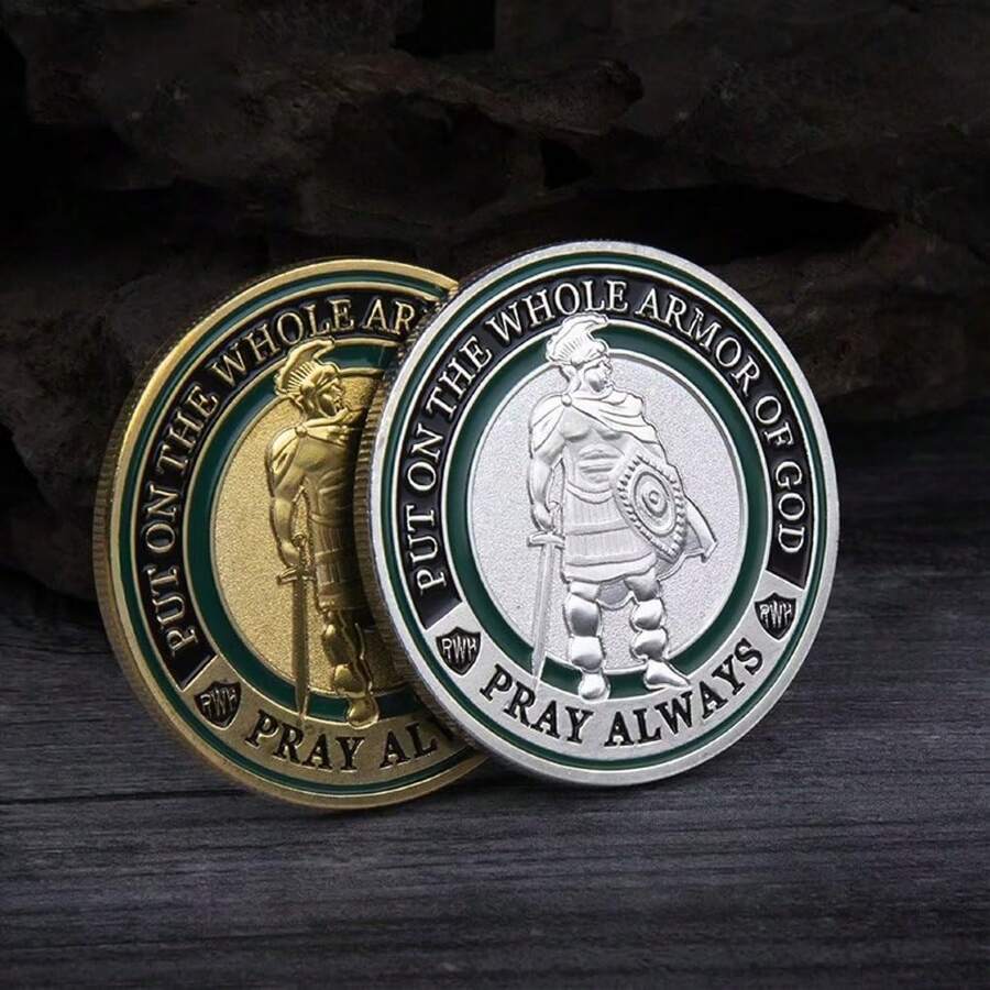 2 Pc,Armor Of God Challenge Coin, Commemorative Coin Seeking Guidance ...