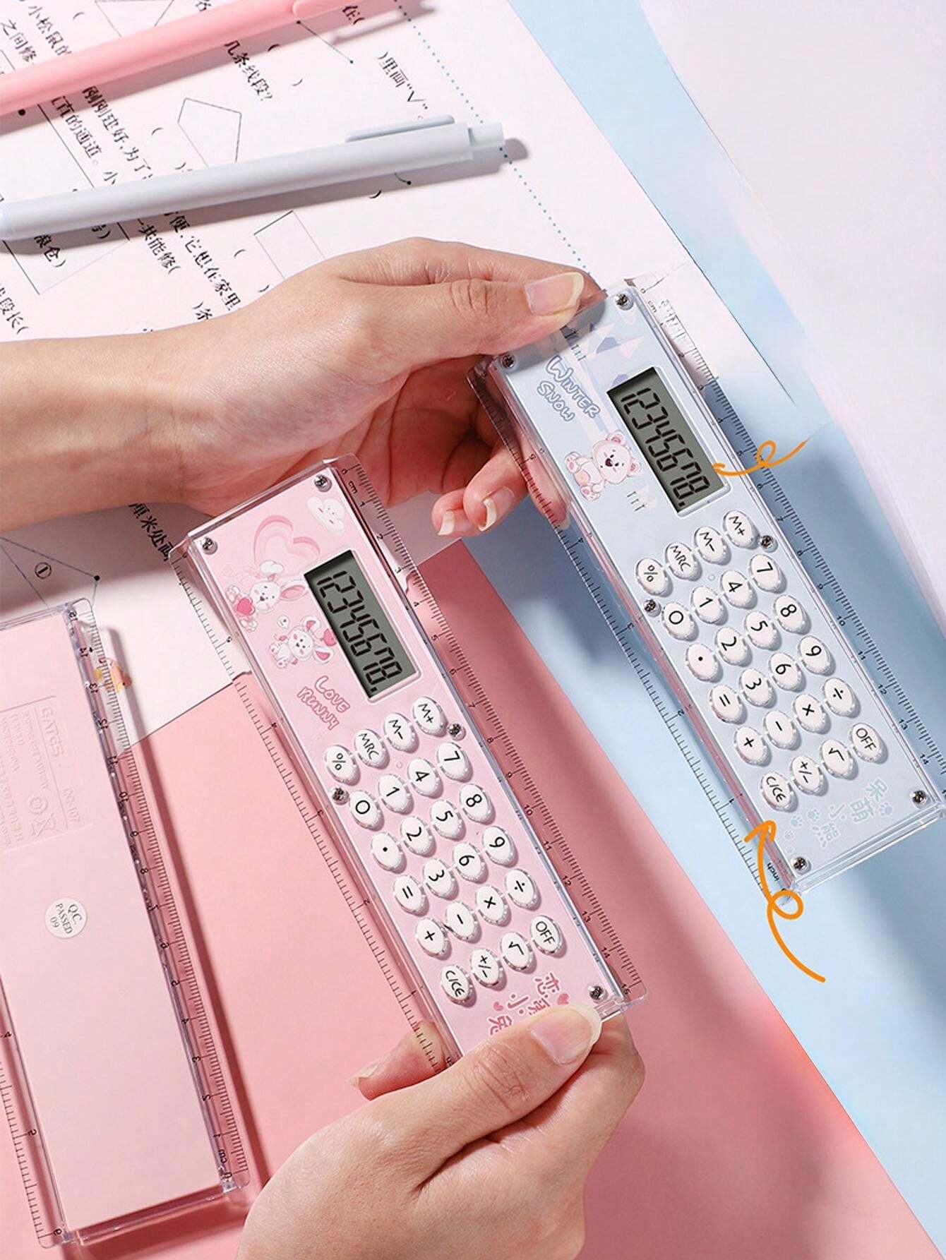 1pc Creative Multi-Functional Ruler Calculator With Cartoon Design ...