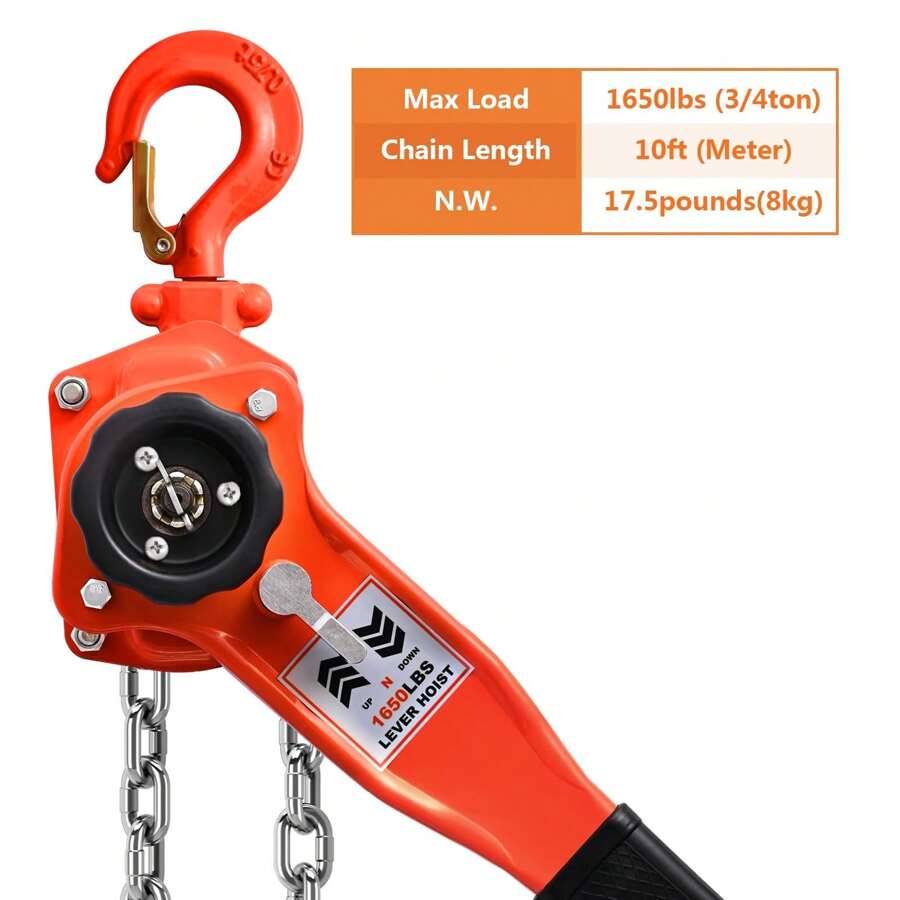 Manual Lever Chain Hoist 3/4, 1-1/2 Ton Come Along 1650lbs, 3300lbs ...