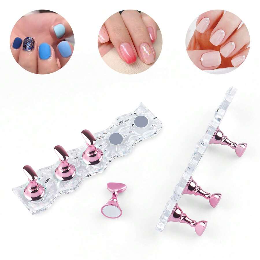 2 Sets Nail Holder Stand For Press On Nails Display, Magnetic Fake Wave ...