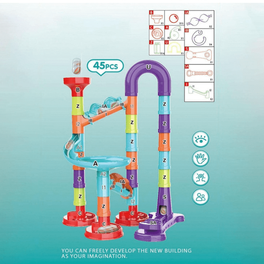 45pcs Fun Ball Maze Track, With Dynamic Elevator, Multiple Variations ...